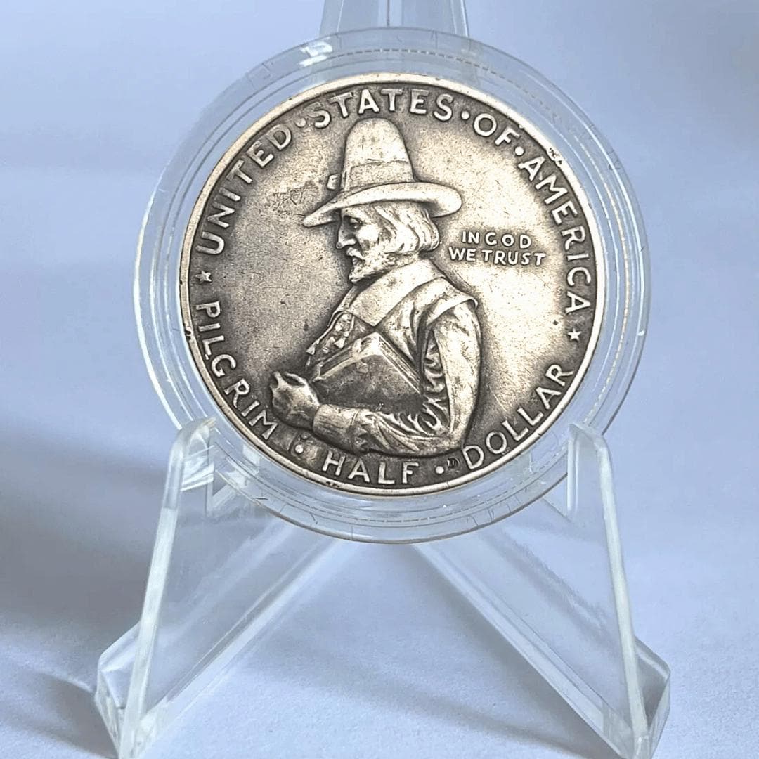 Coins 1920 Pilgrim Tercentenary Half Dollar Silver Plated Authentic ...