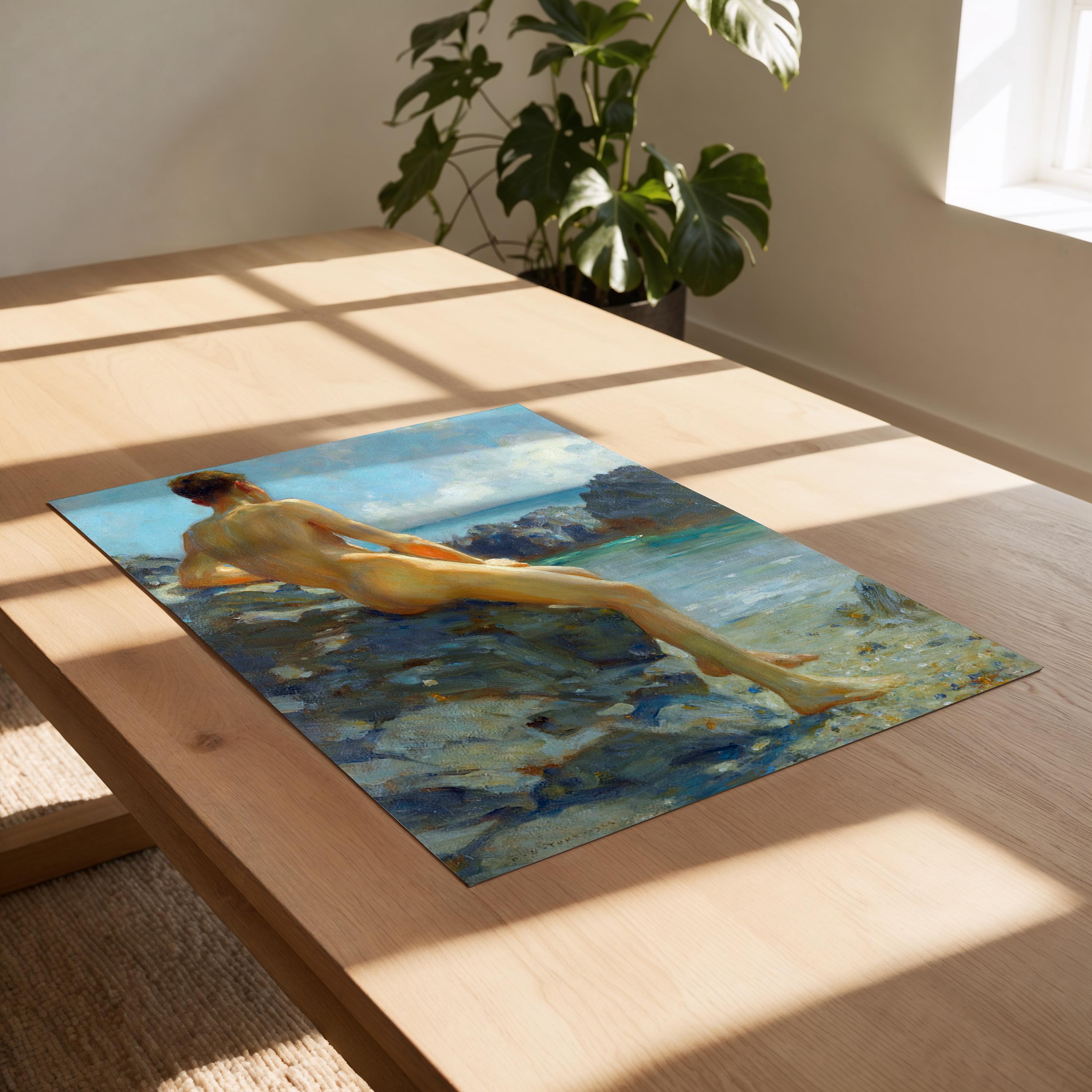 Henry Scott Tuke Art Print: Coastal Male Form, Cornwall Seascape - Etsy