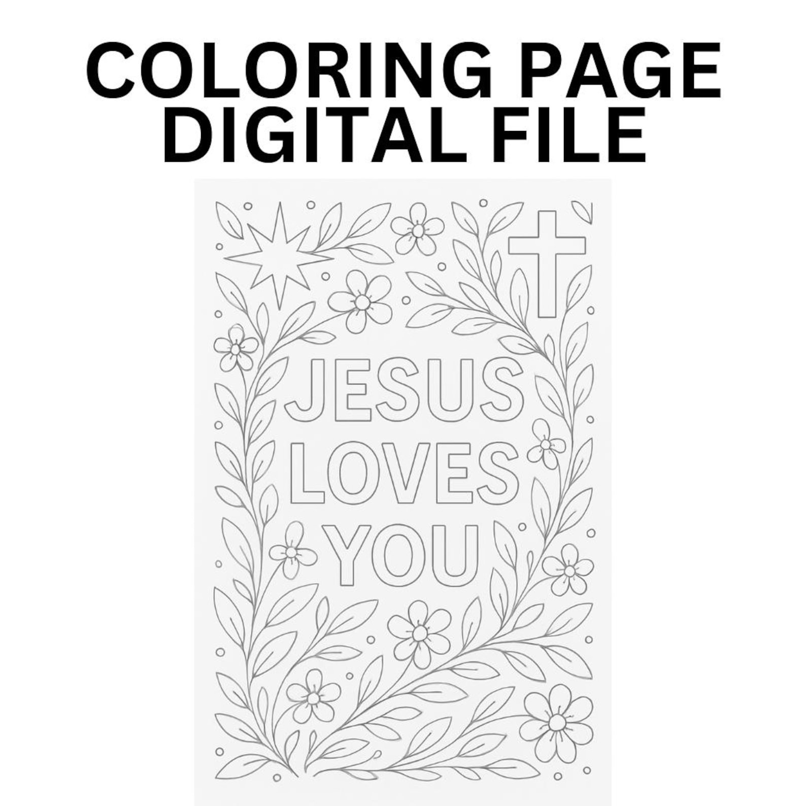 Christian Jesus Loves You Cross Coloring Page Activity Page - Fun ...