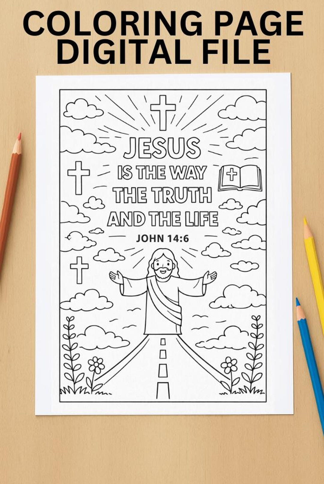 Christian Coloring Page Activity Page Jesus is the Way the Truth the ...