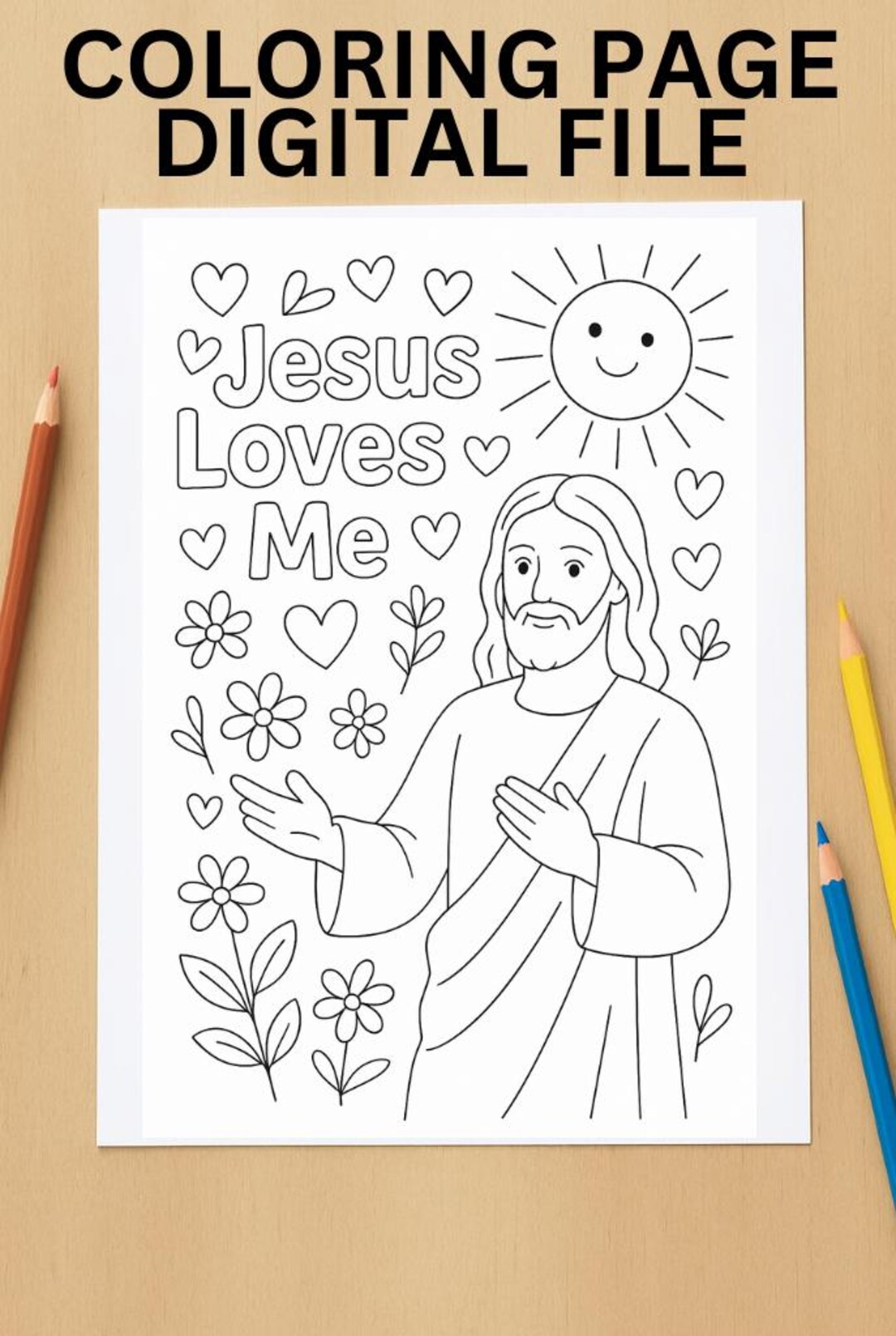 Two Christian Coloring Page Jesus Loves Me Activity Pages - Printable ...