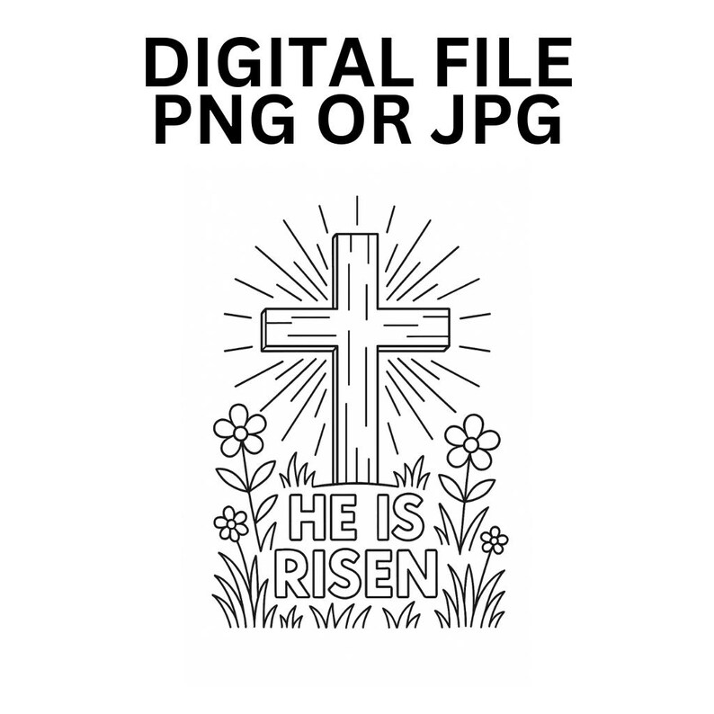 Easter Christian Cross HE IS RISEN Coloring Page Activity Page - Fun ...