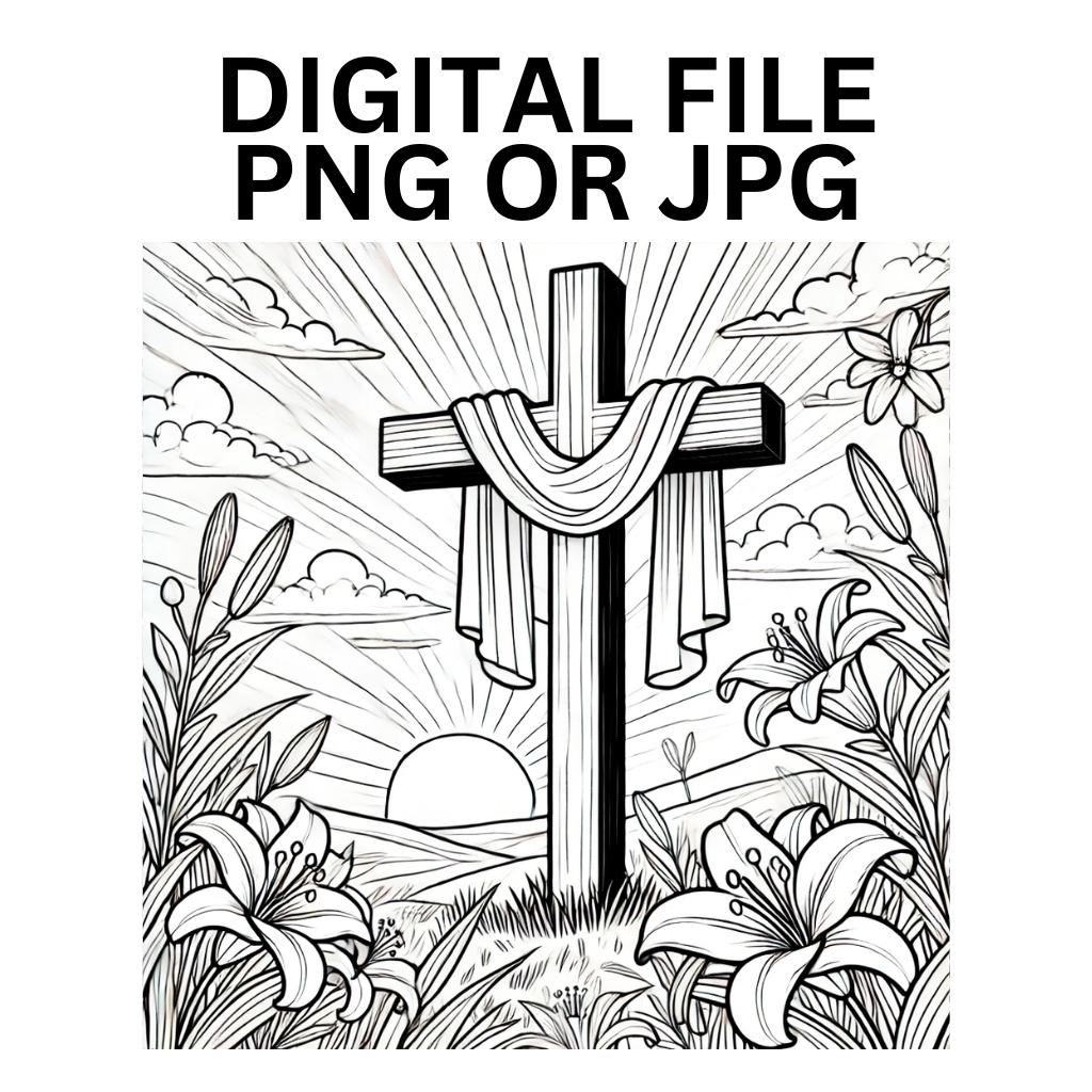 Easter Christian Cross Coloring Page Activity Page - Fun & Festive ...