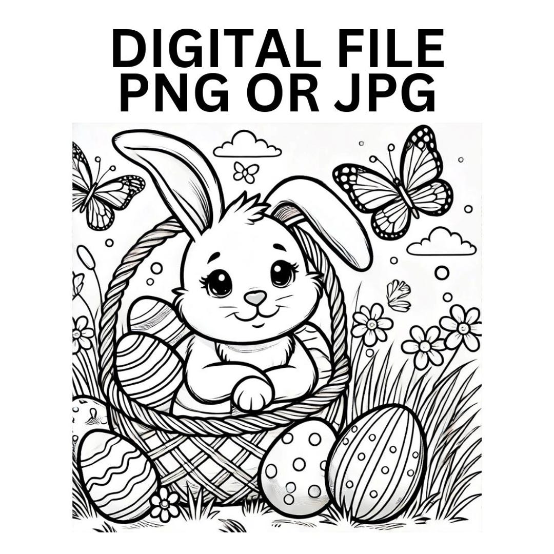Adorable Easter Bunny Coloring Page Activity Page - Fun & Festive ...