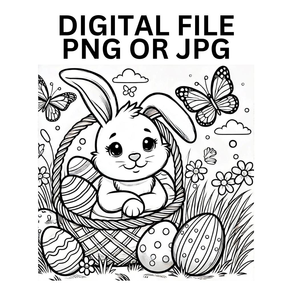 Adorable Easter Bunny Coloring Page Activity Page - Fun & Festive ...