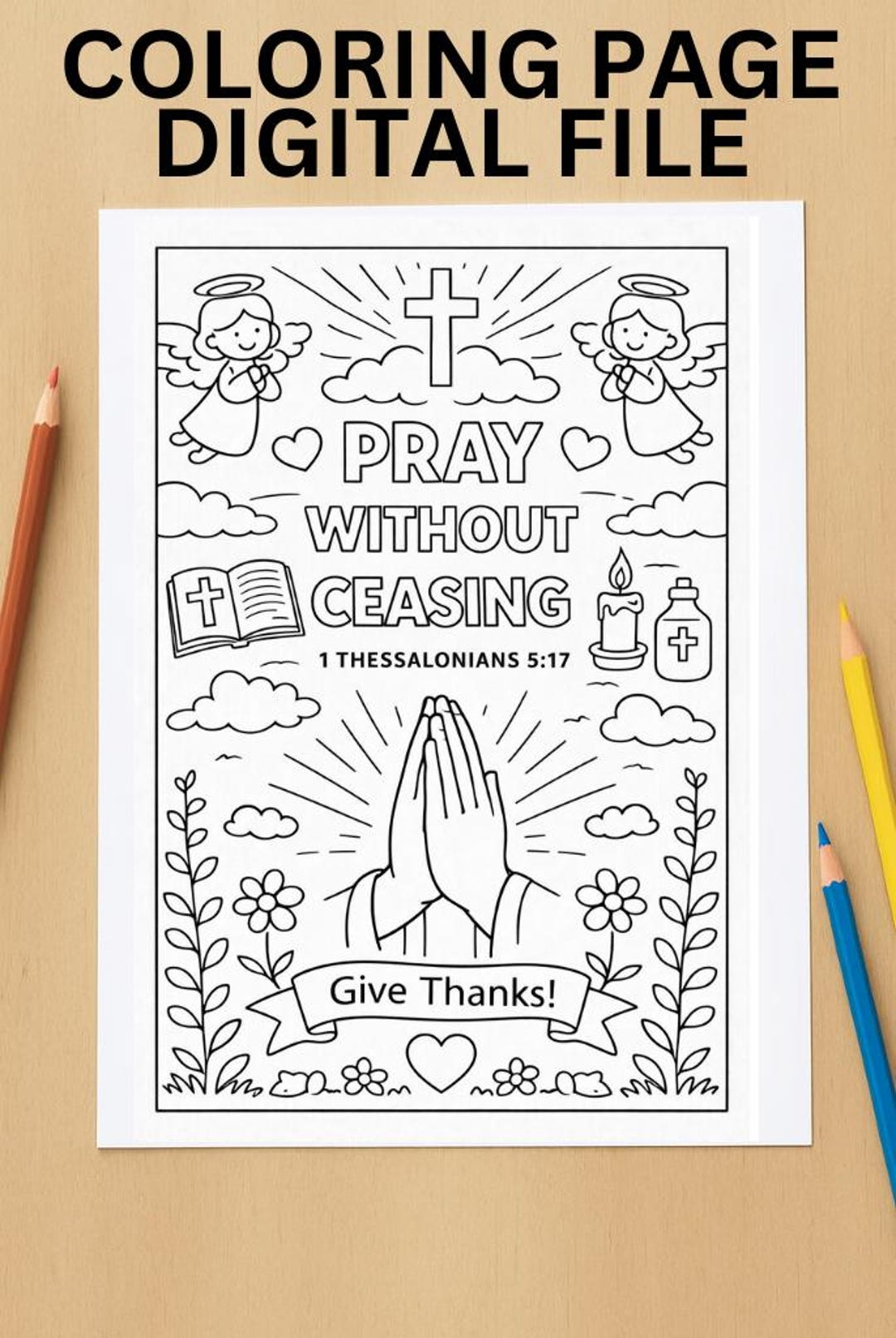 Christian Coloring Page Activity Page Pray Without Ceasing - Fun ...