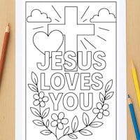 Christian Jesus Loves You Cross Coloring Page Activity Page - Fun ...