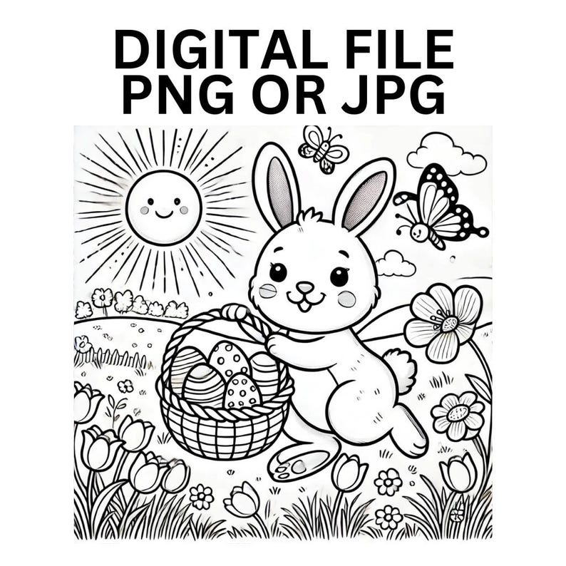 Adorable Easter Bunny Coloring Page Activity Page - Fun & Festive ...