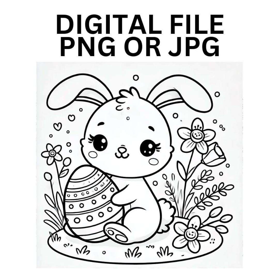 Adorable Easter Bunny Coloring Page Activity Page - Fun & Festive ...