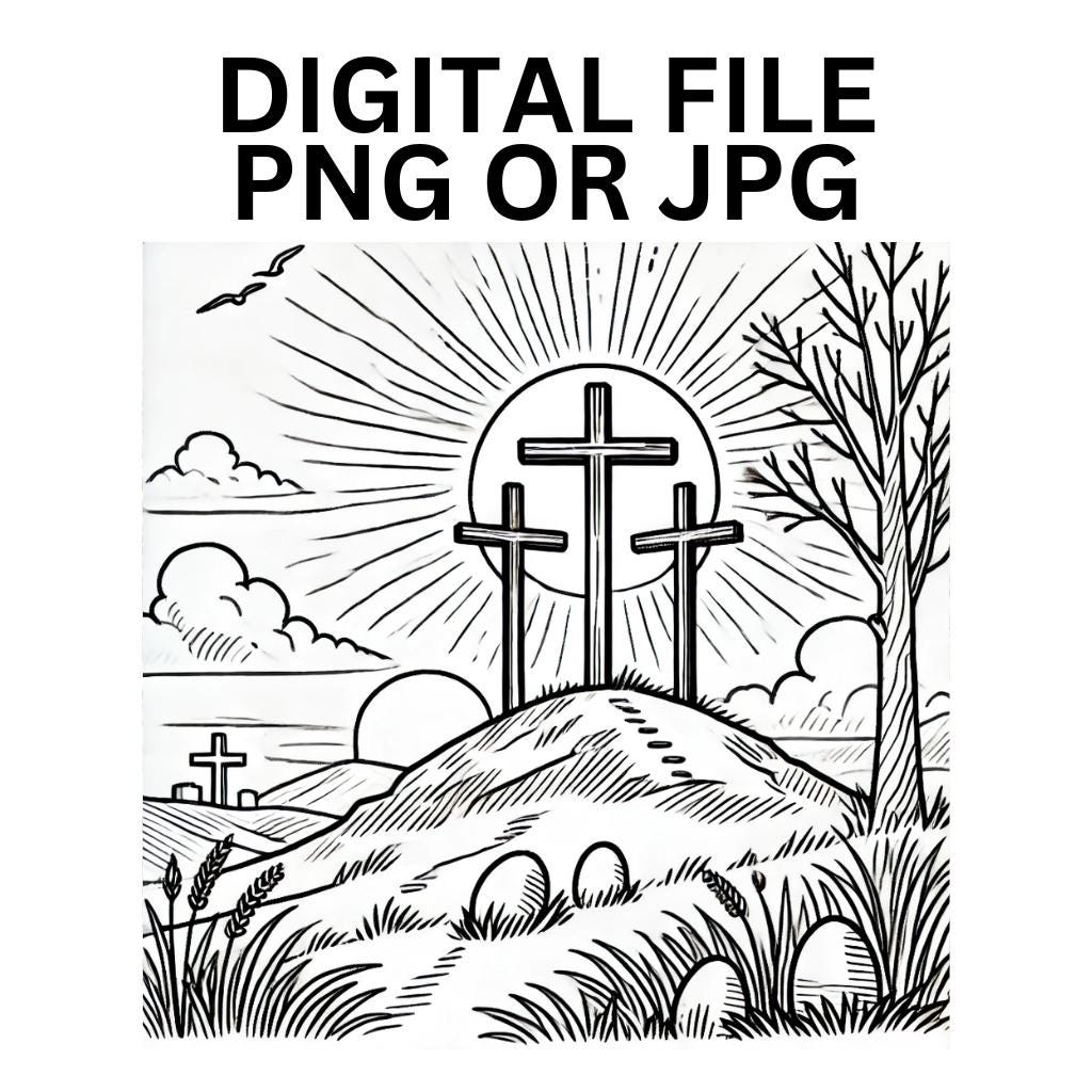 Easter Christian Cross Coloring Page Activity Page - Fun & Festive ...