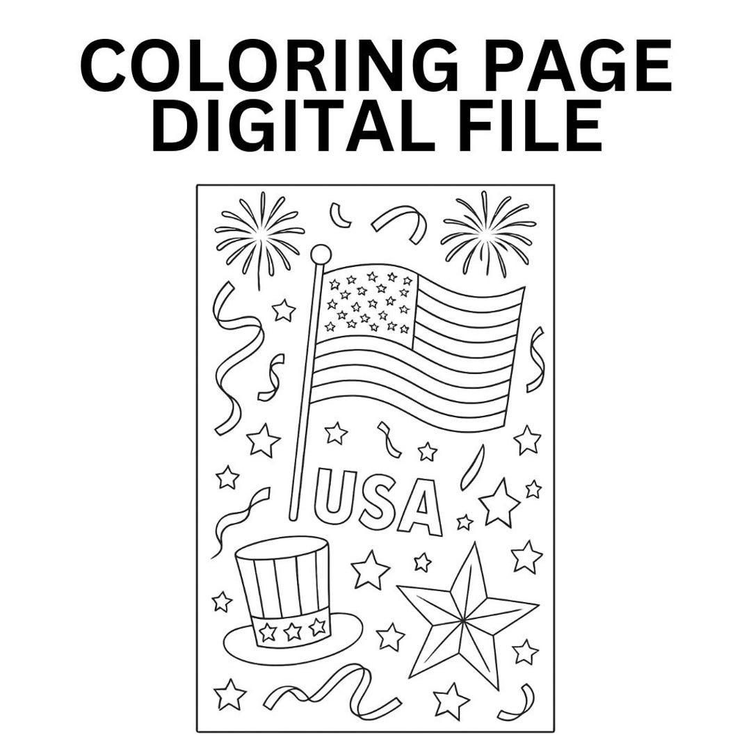 Fourth of July USA Coloring Page Activity Page - Fun & Festive ...