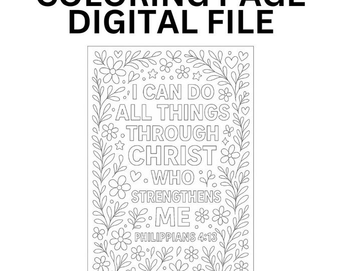 Bible Verse Coloring Page - Philippians 4:13 - Printable Coloring Page ...