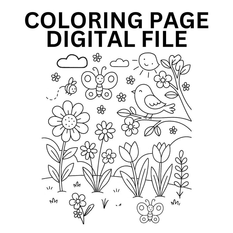 Spring Theme Coloring Page Activity Page - Fun & Festive - Printable ...