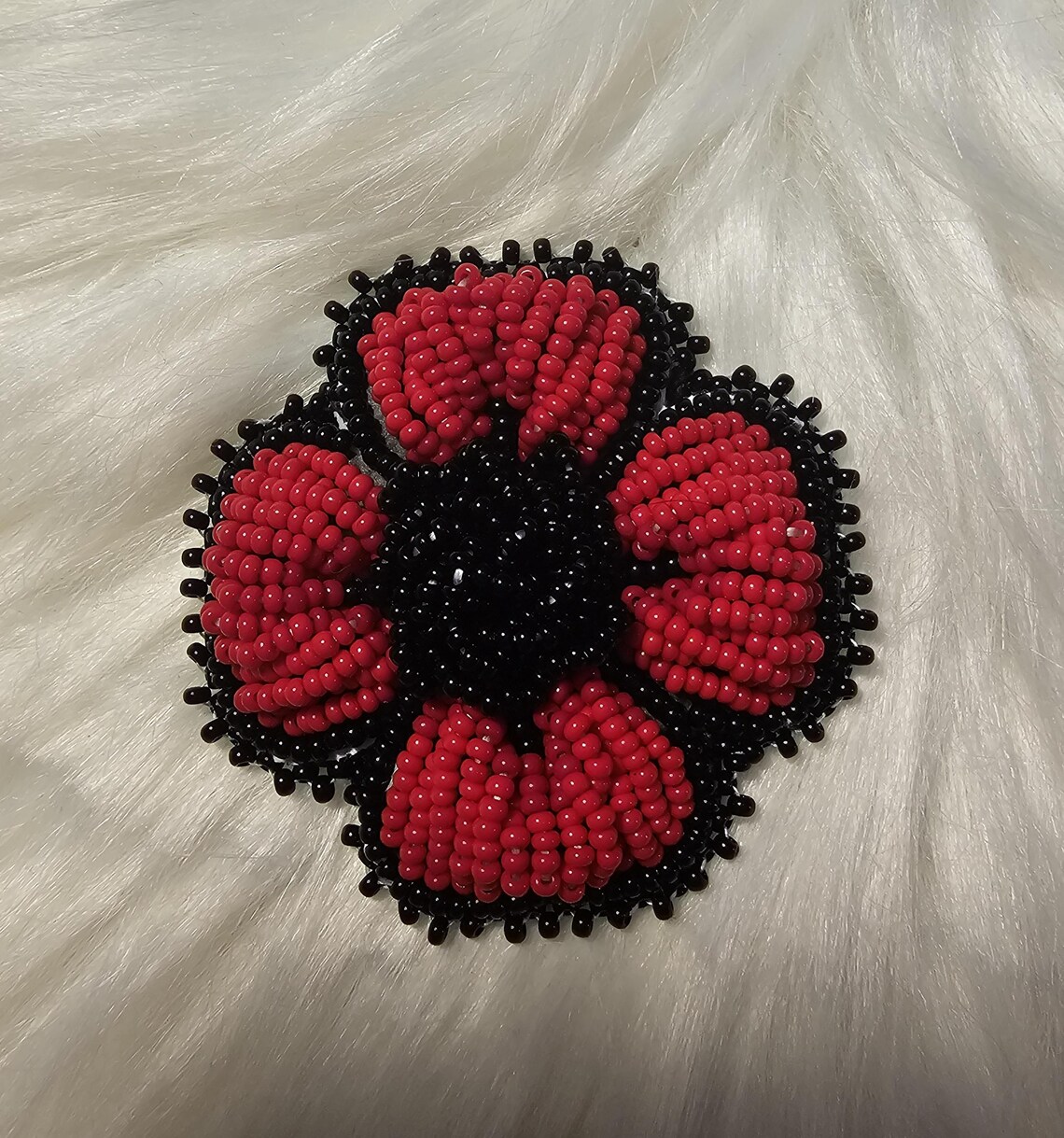 Raised Beaded Poppy Pin - Etsy