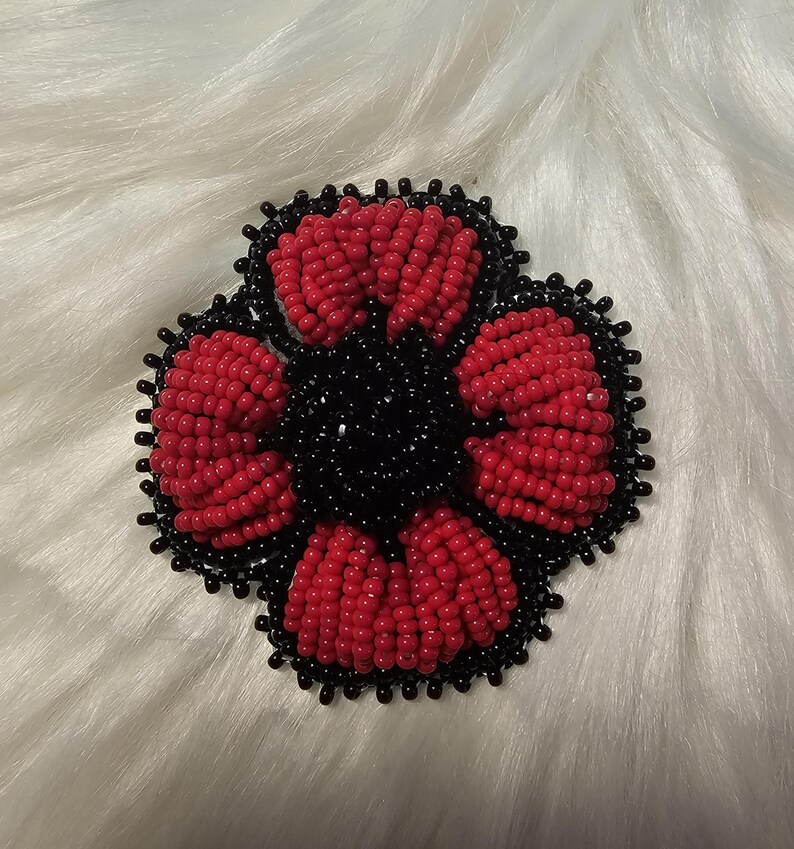 Raised Beaded Poppy Pin - Etsy