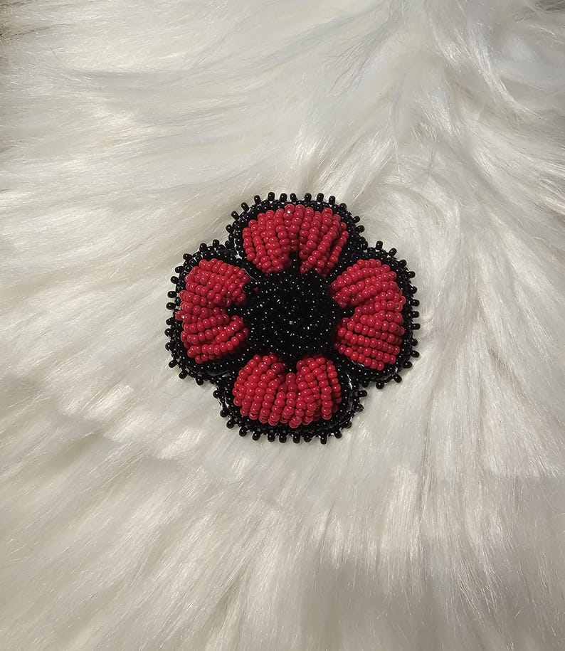Raised Beaded Poppy Pin - Etsy