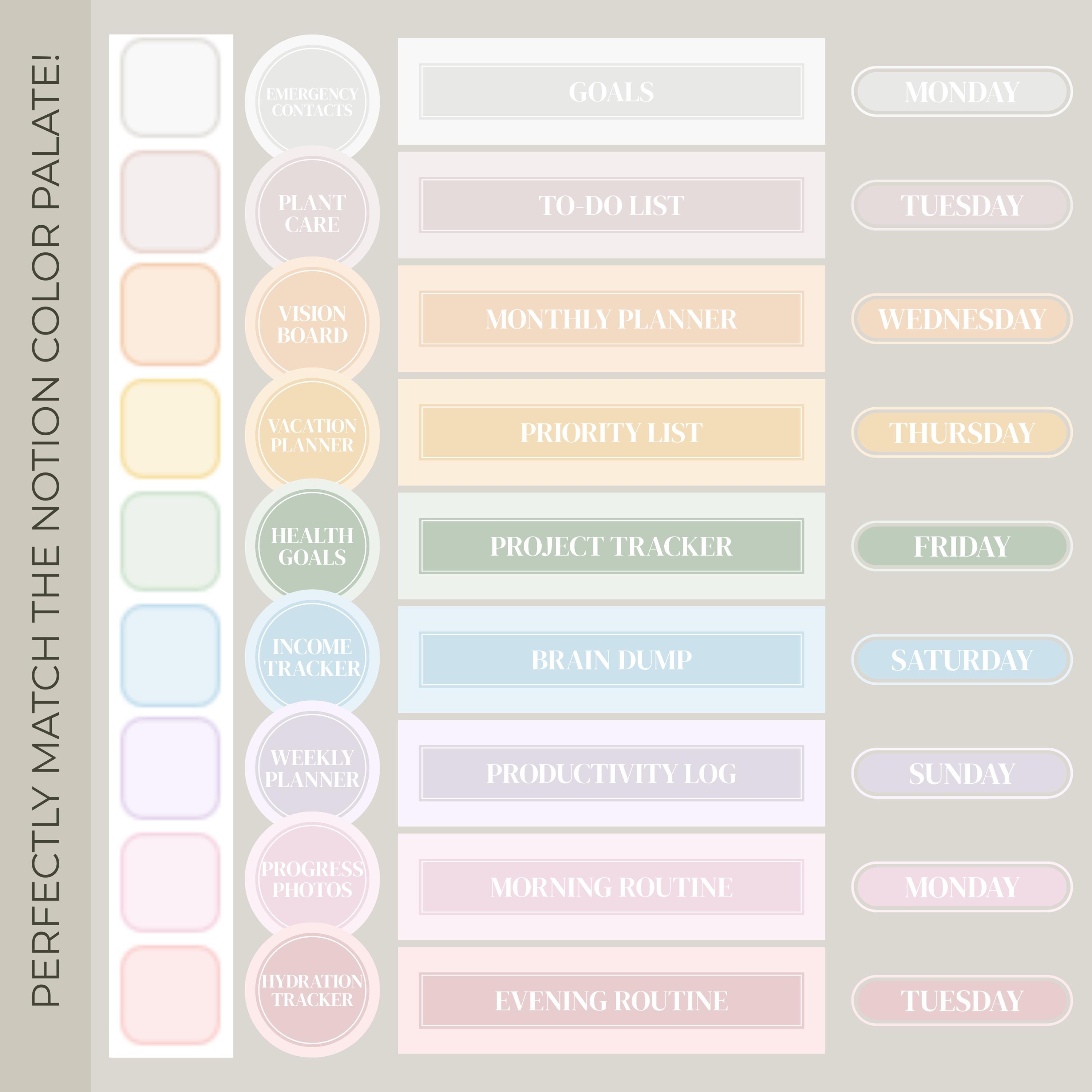 Color Coded Notion Icons and Headers Bundle (digital Download) - Etsy