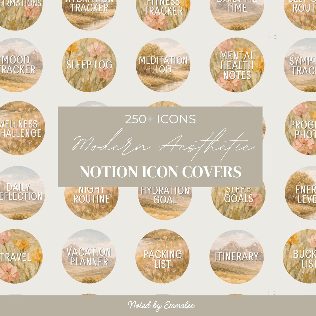 Modern Notion Icons | Earthy Planner Covers (digital Download) - Etsy