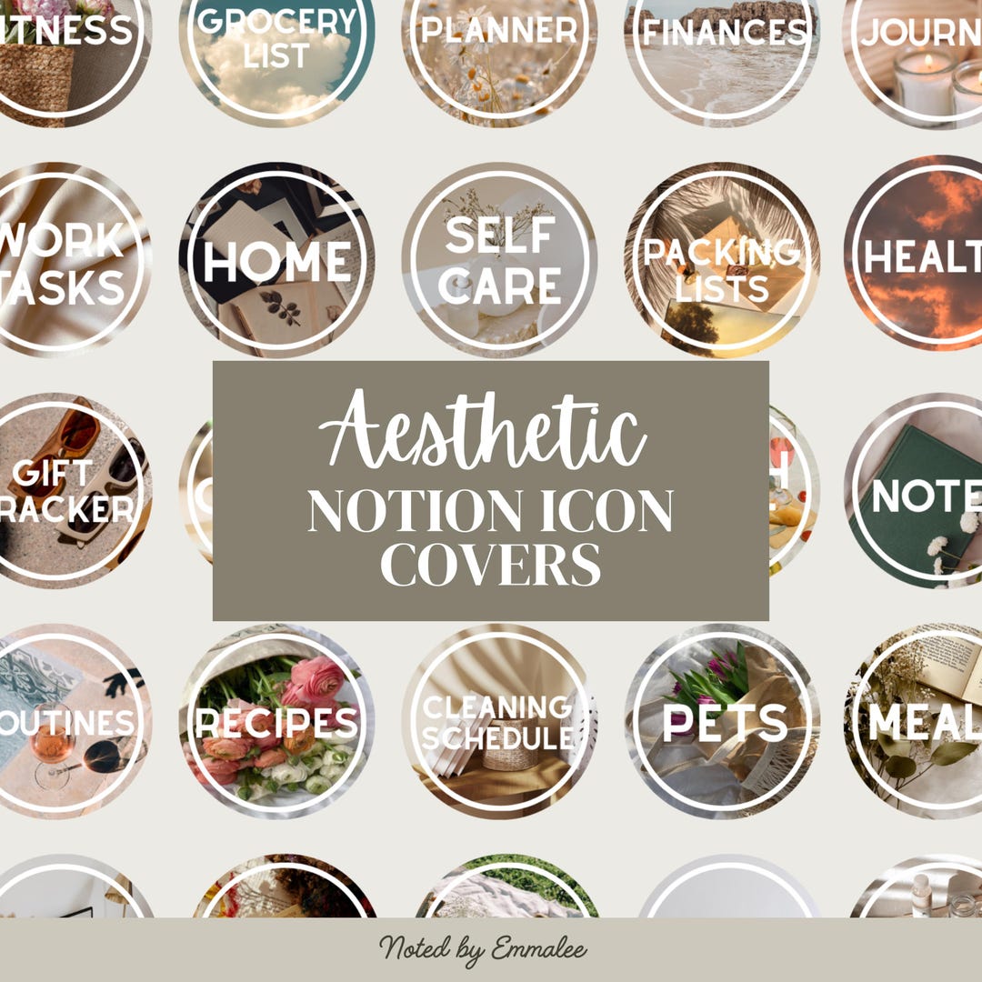 Aesthetic Notion Icons | Earthy Planner Covers (25 Images) - Etsy