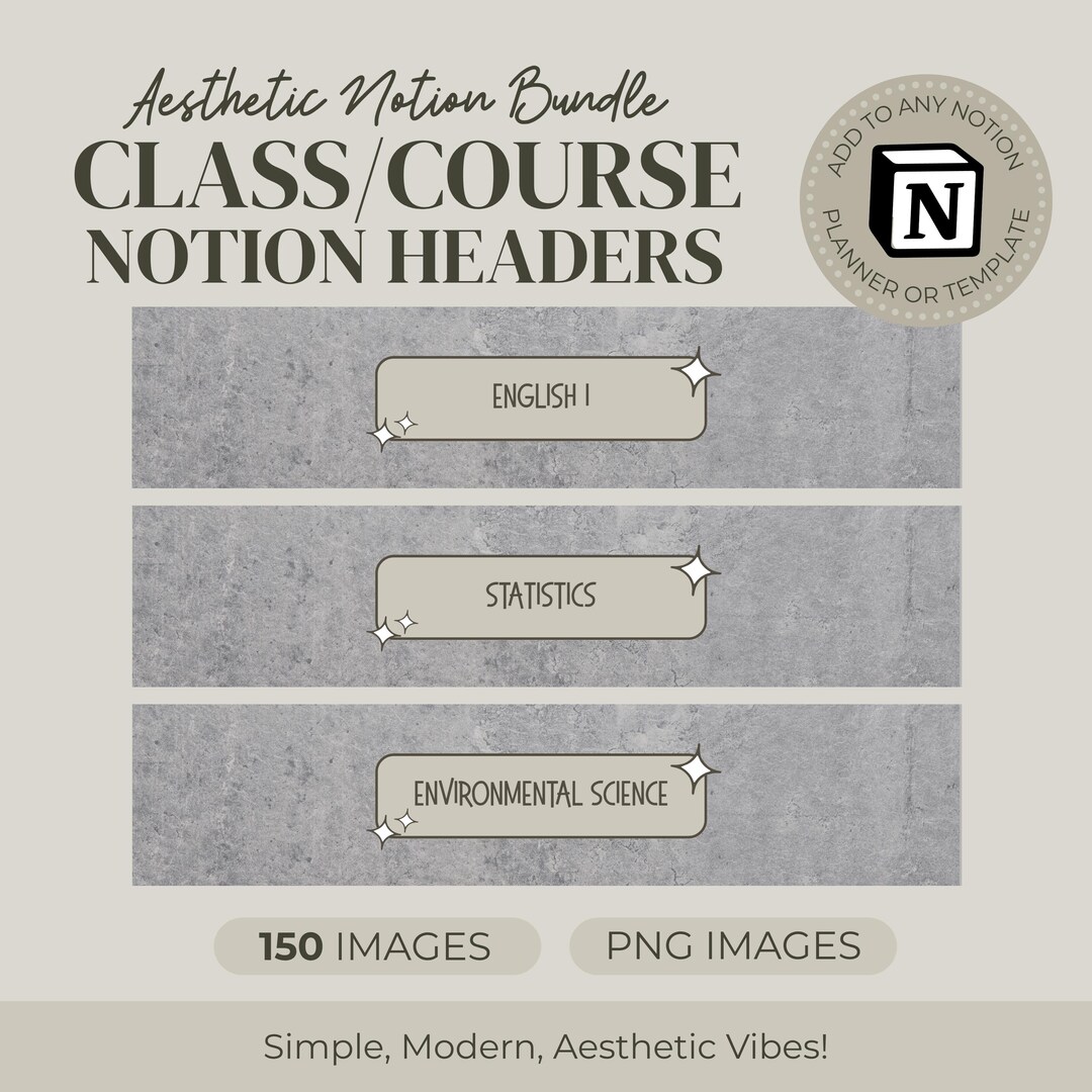 Class/course Notion Header Label | Aesthetic Modern Vibes | Notion ...