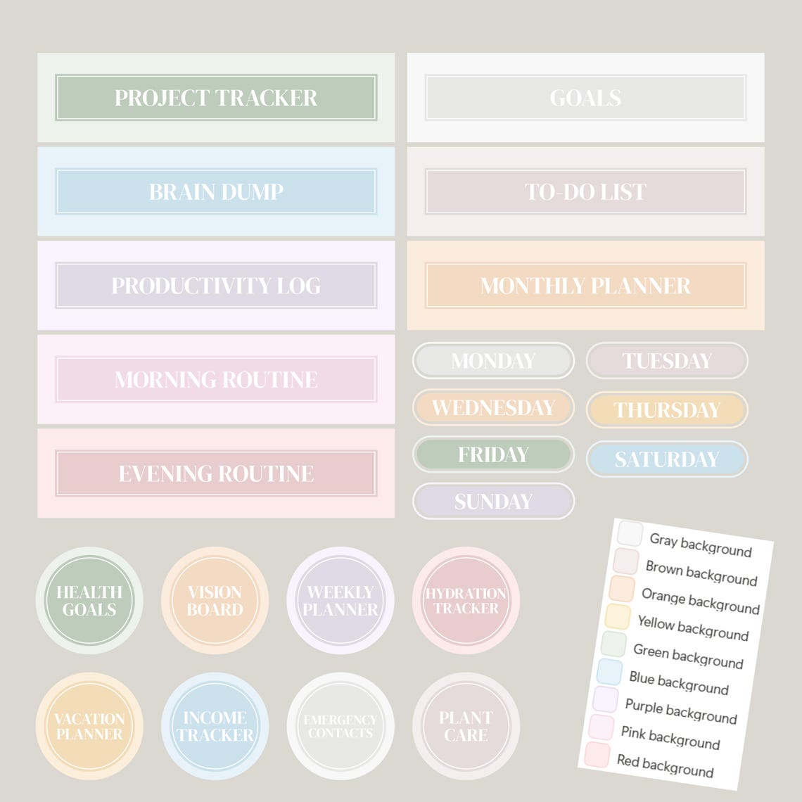 Color Coded Notion Icons and Headers Bundle (digital Download) - Etsy