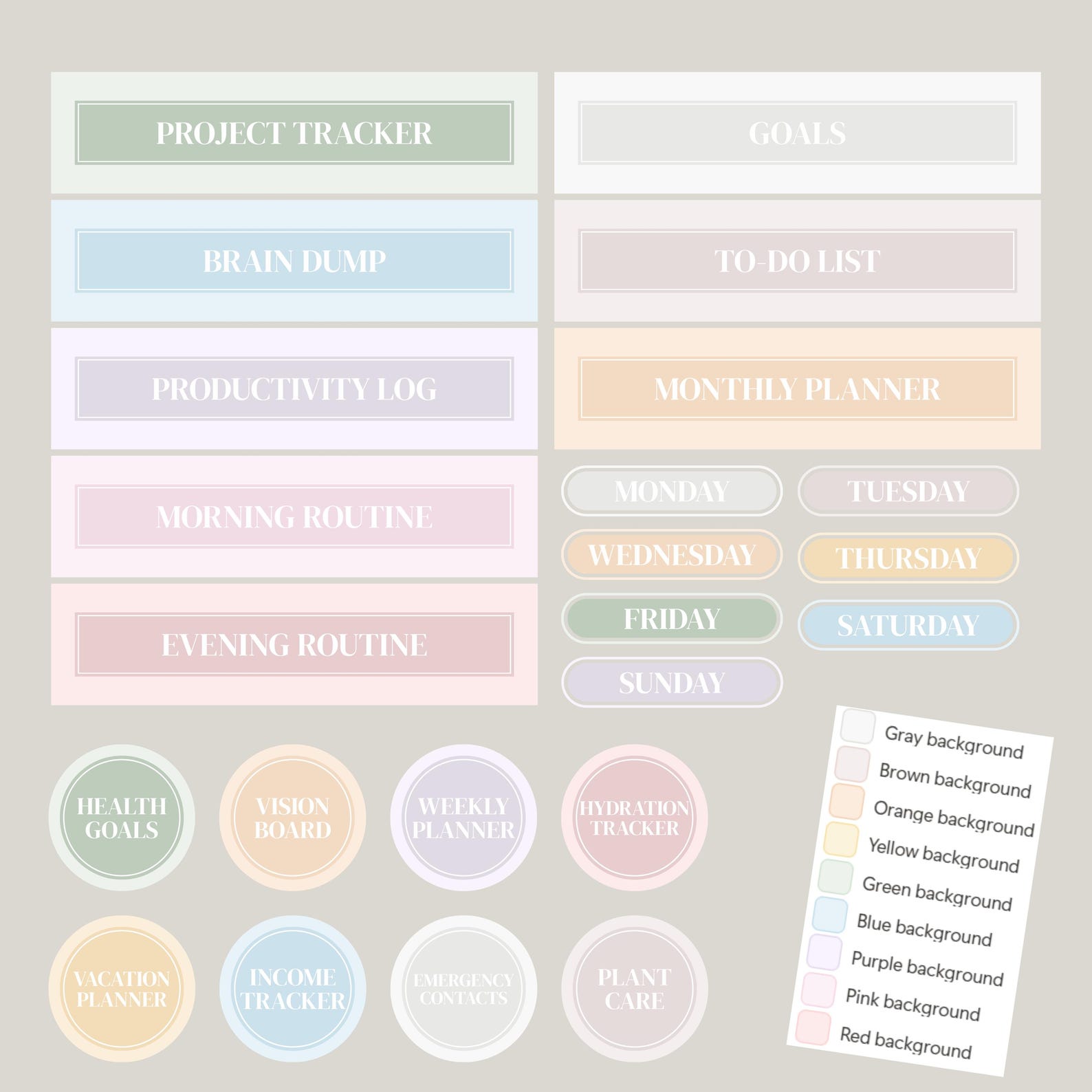 Color Coded Notion Icons and Headers Bundle (digital Download) - Etsy