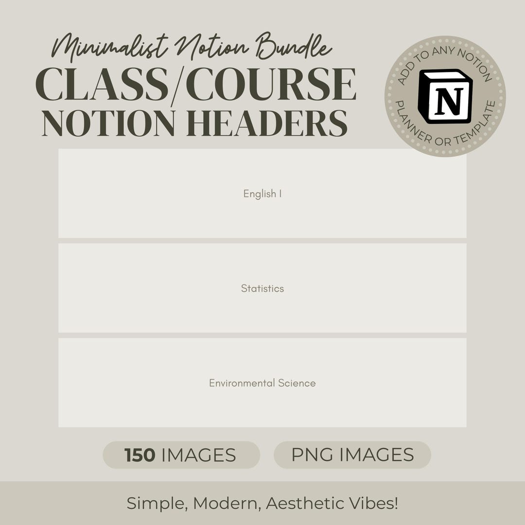 Minimalist Class/course Notion Header Label | Aesthetic Modern Vibes ...