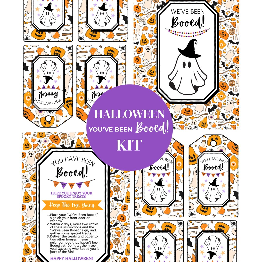 You've Been Booed Kit: Halloween Game Sign, Instructions & Gift Tags ...