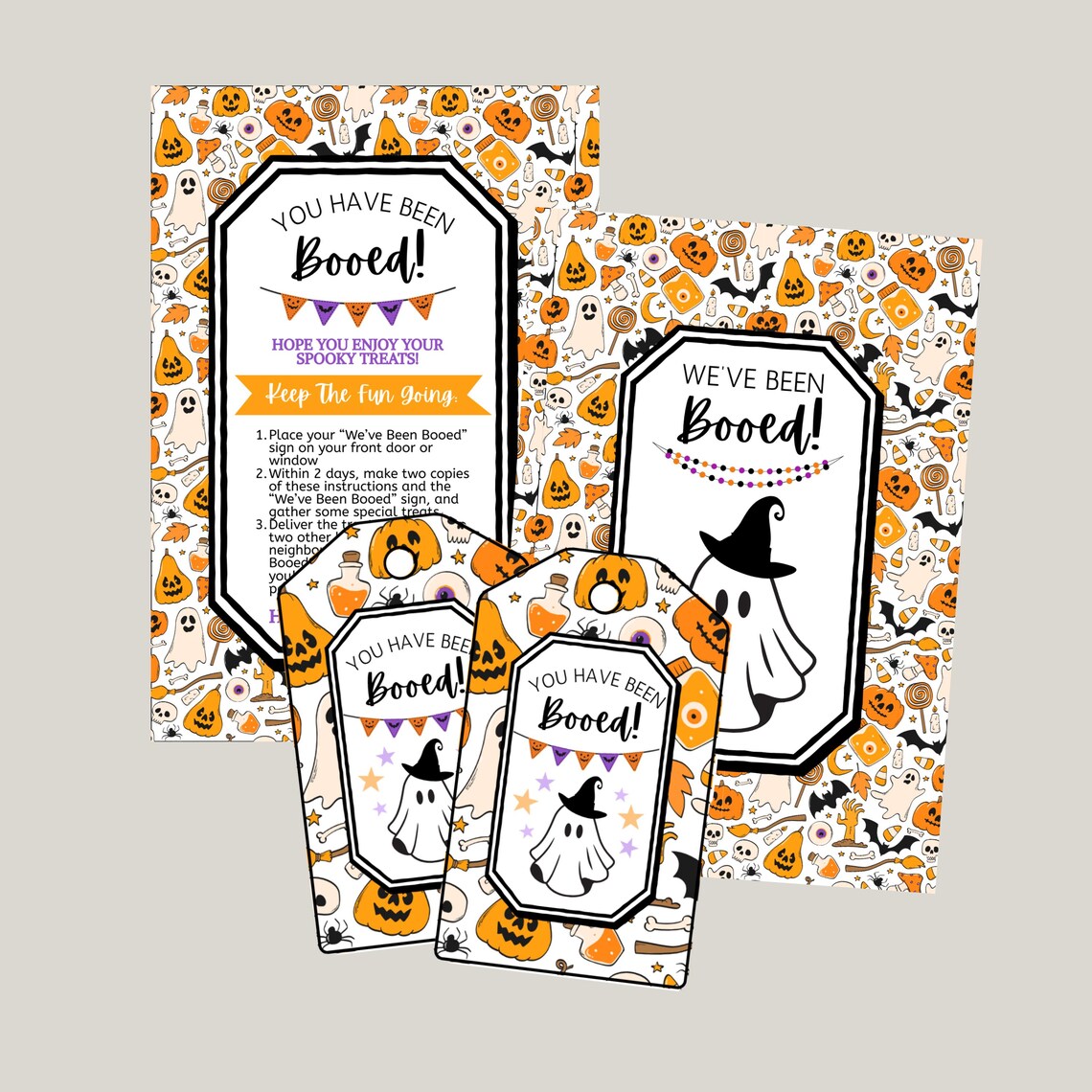 You've Been Booed Kit: Halloween Sign, Instructions, Gift Tag (PDF ...