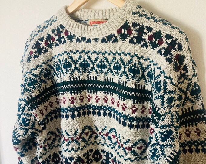 1980’s Cotton Pullover Sweater / Vintage Men’s Retro Thick Winter ...