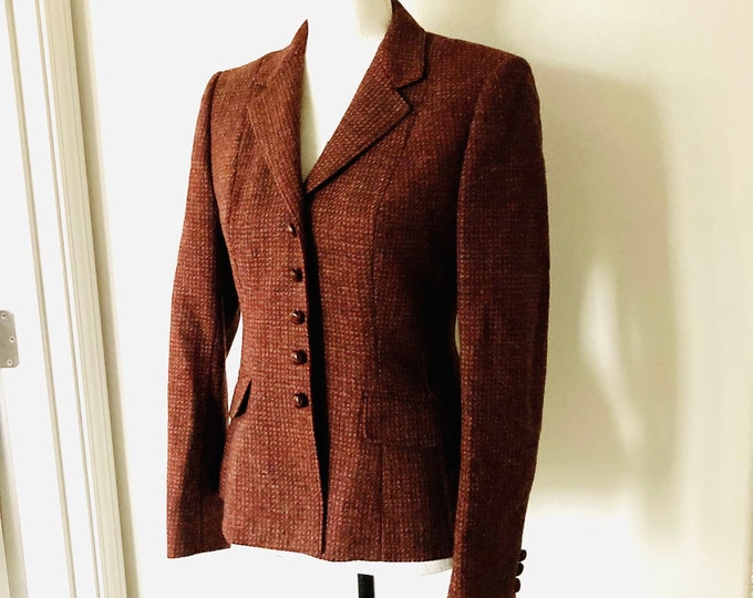 Vintage Brown Wool Blazer / Old English Style Equestrian Jacket Blazer ...