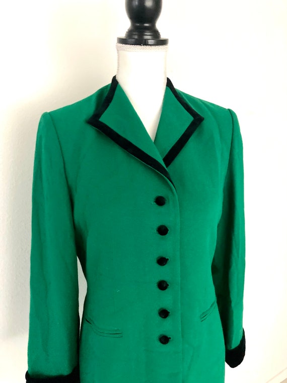 Shamrock Green 1990’s Blazer / Vintage Rayon Suit Jac… - Gem