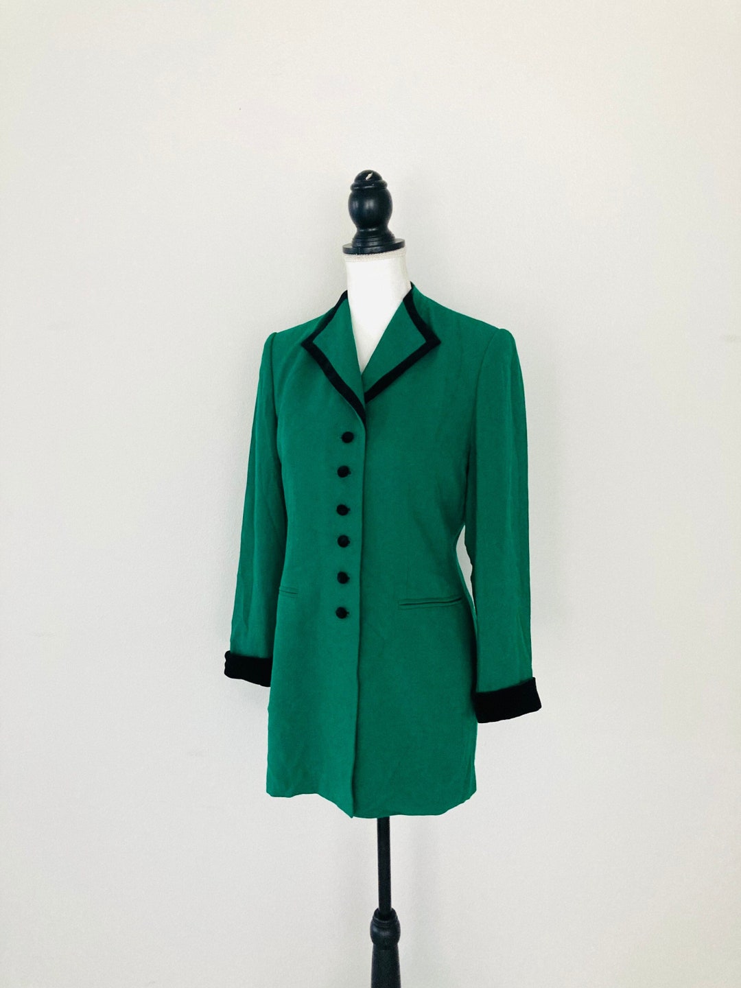 Shamrock Green 1990s Blazer / Vintage Rayon Suit Jacket - Etsy