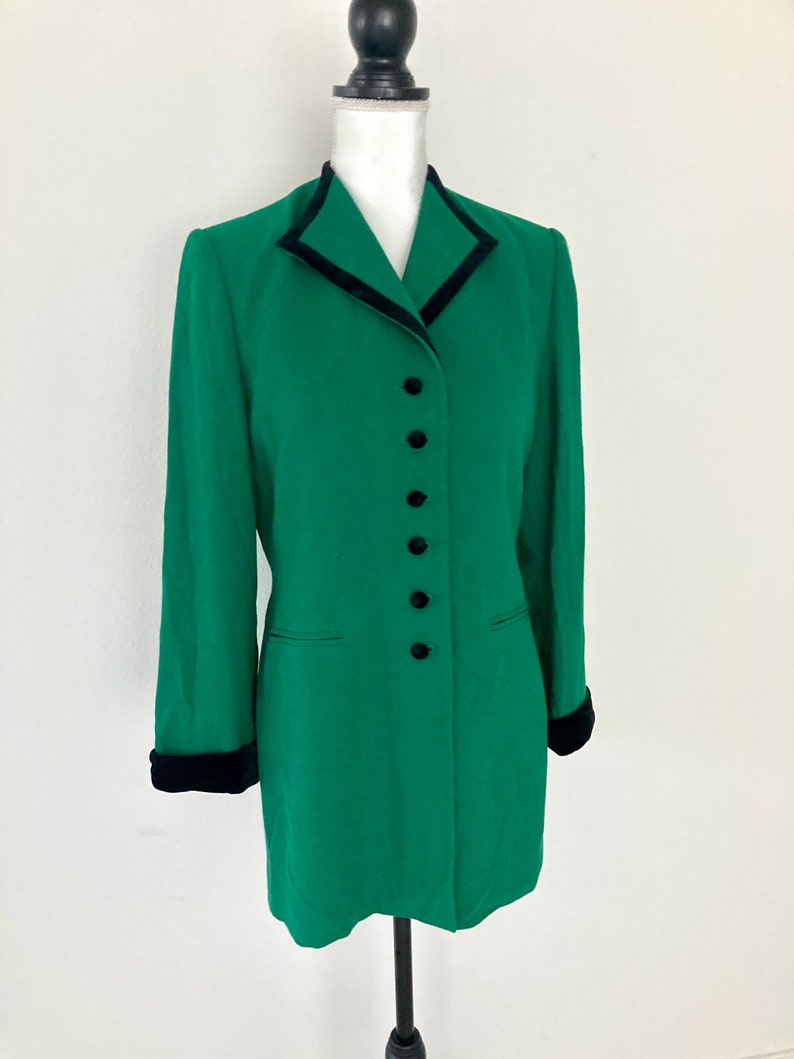 Shamrock Green 1990s Blazer / Vintage Rayon Suit Jacket - Etsy