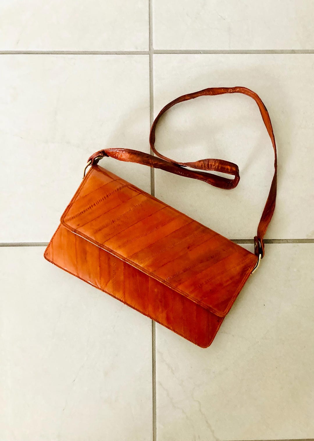 Leather of the Sea Shouldef Bag / Vintage Brown Ultra Soft Eel Skin ...
