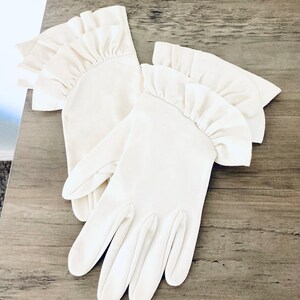 Vintage Ruffled Formal Gloves / 1950s Antique Style Gauntlet Fancy ...
