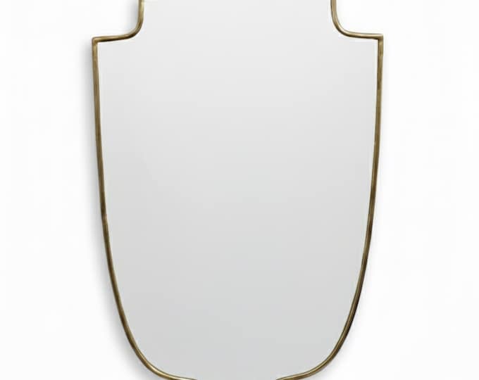 Antique Brass Italian Shield Mirror, Gold Brass Wall Mirror for ...