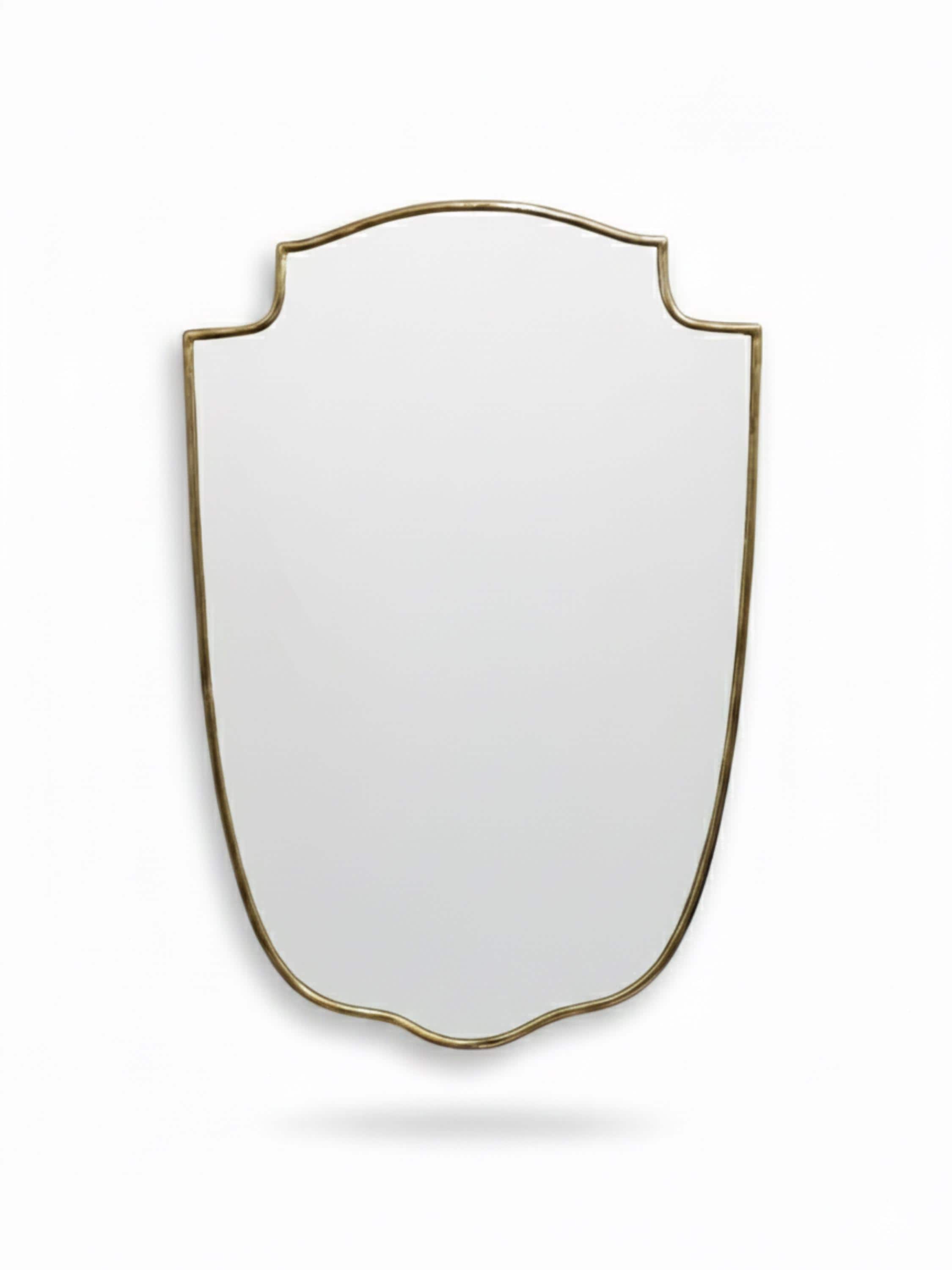 Antique Brass Italian Shield Mirror, Gold Brass Wall Mirror for ...