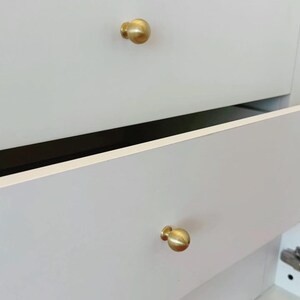 Sleek Modern Muted Brass Cabinet Drawer Pulls| Solid Brass Ball Knobs| Polished Brass Pulls ...
