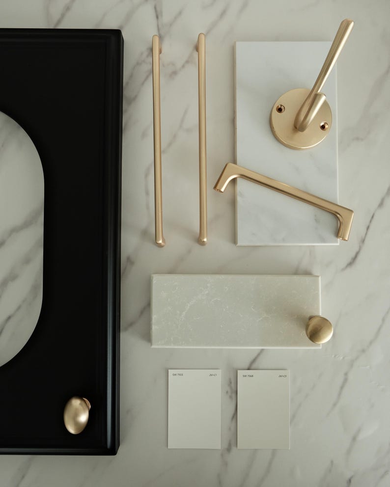 Moda Pull | Sleek Modern Brass Cabinet Drawer Pulls| Solid Brass Ball ...