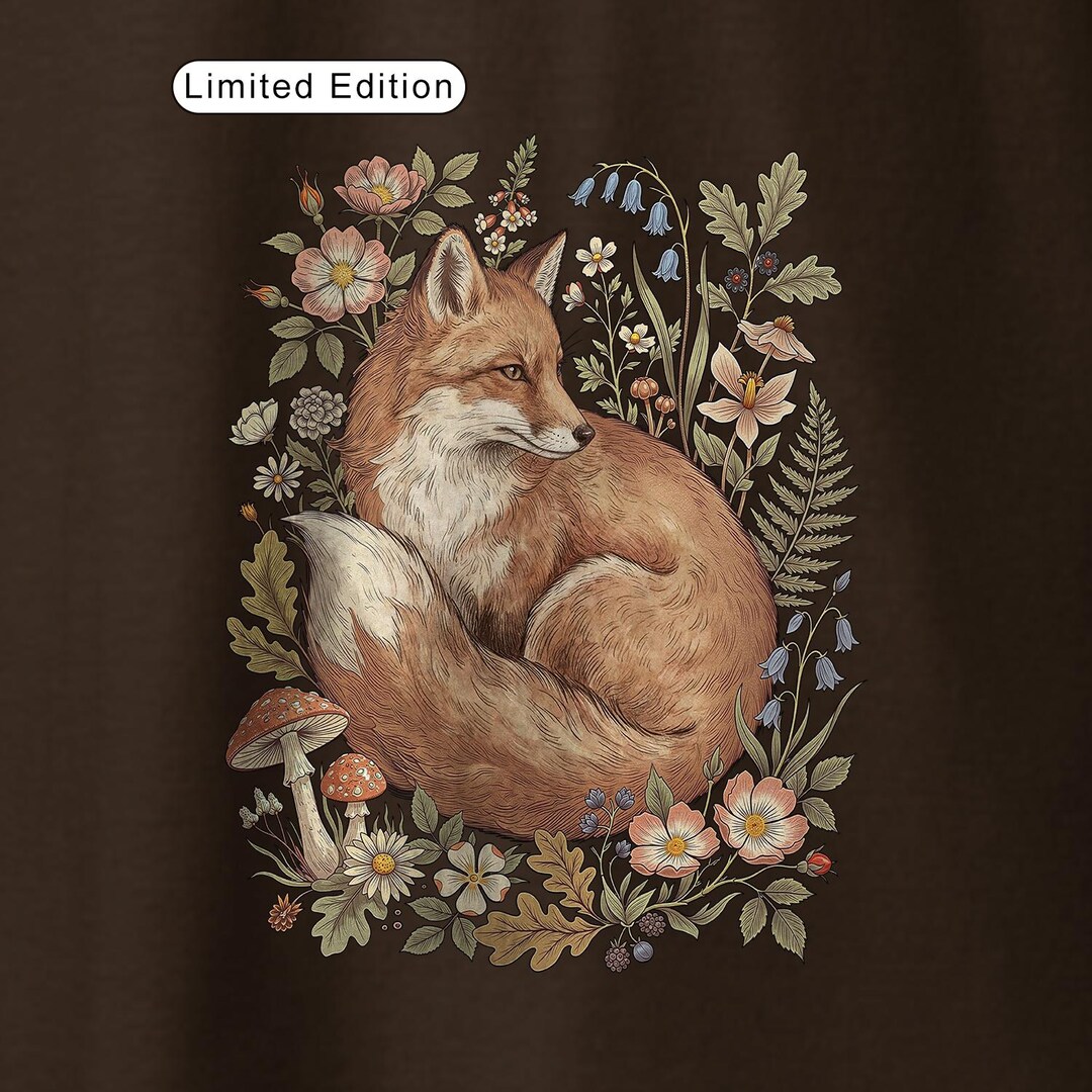 Cottagecore Fox-forest Animals-woodland Animals-flower Floral Shirt ...