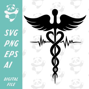 Caduceus Design Digital Download SVG PNG EPS | Cut File Clip Art Vector ...