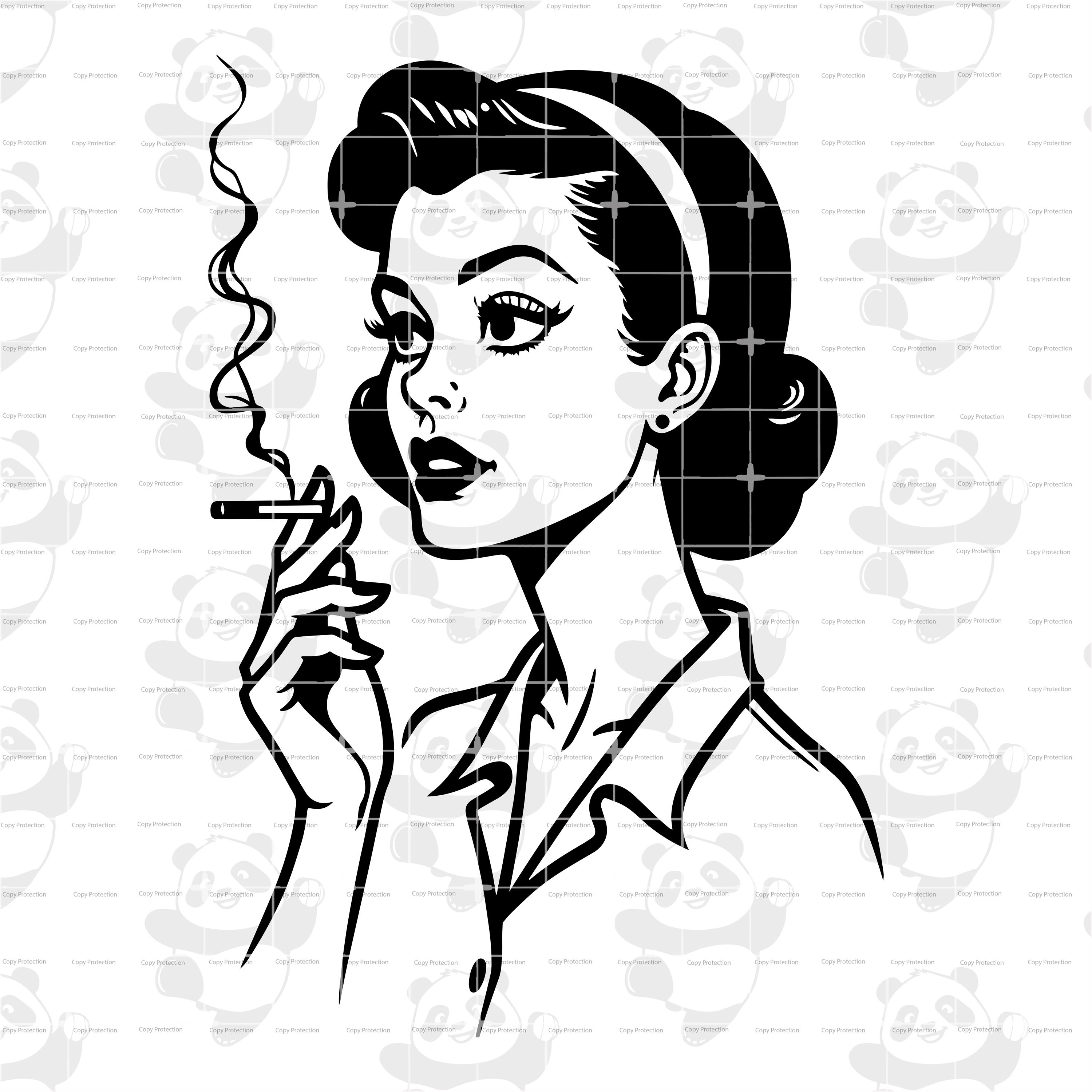 Retro Woman Smoking Design Bundle Digital Download SVG PNG EPS | Cut ...