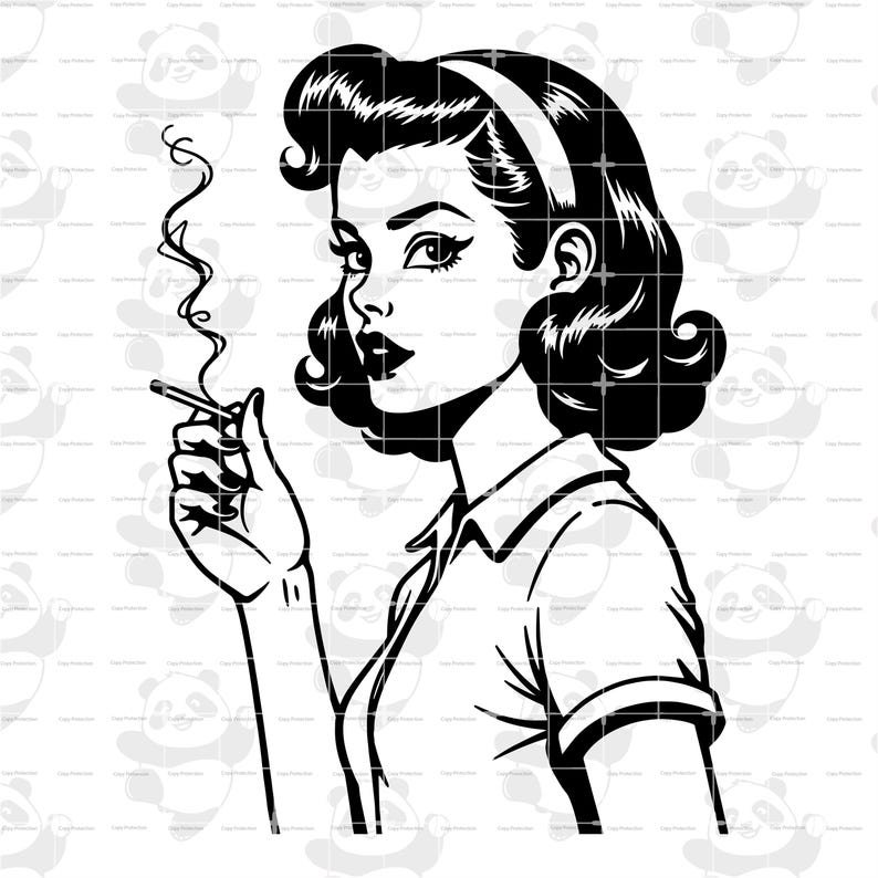 Retro Woman Smoking Design Bundle Digital Download SVG PNG EPS | Cut ...