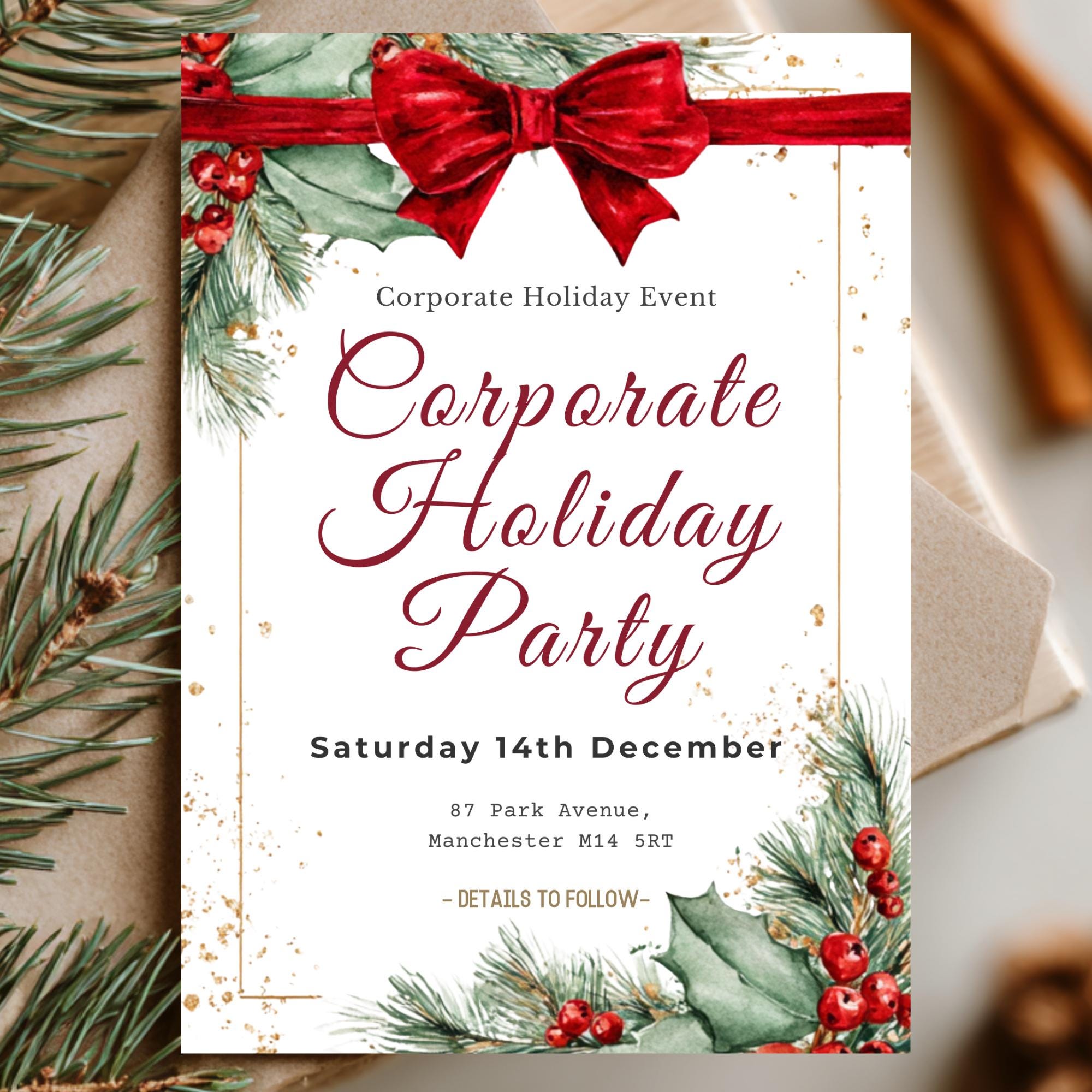 Corporate Holiday Party Invitation, Editable Christmas Card, Custom ...