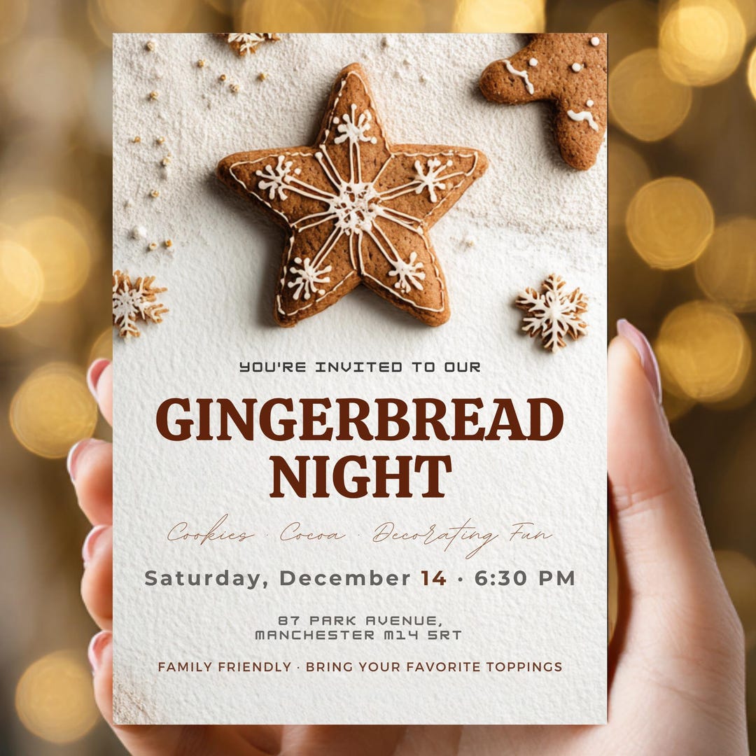 Gingerbread Party Invitation, Christmas Cookie Decorating Invite ...