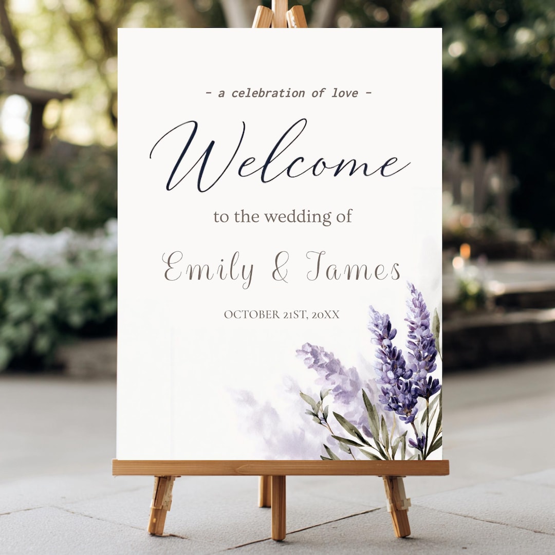 Editable Lavender Wedding Welcome Sign Template – Printable Floral ...