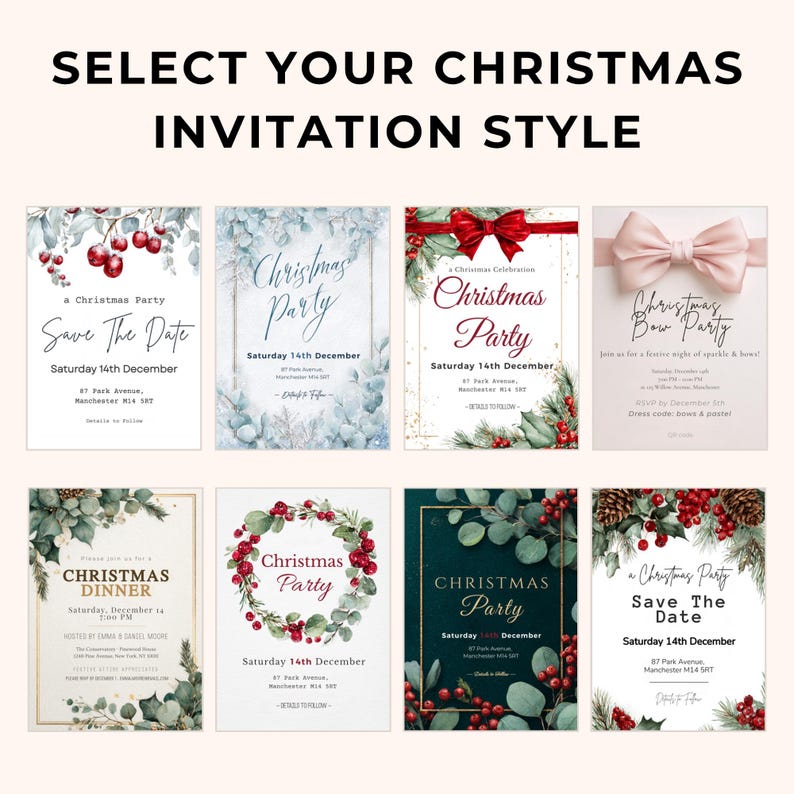 Corporate Holiday Party Invitation, Editable Christmas Card, Custom ...