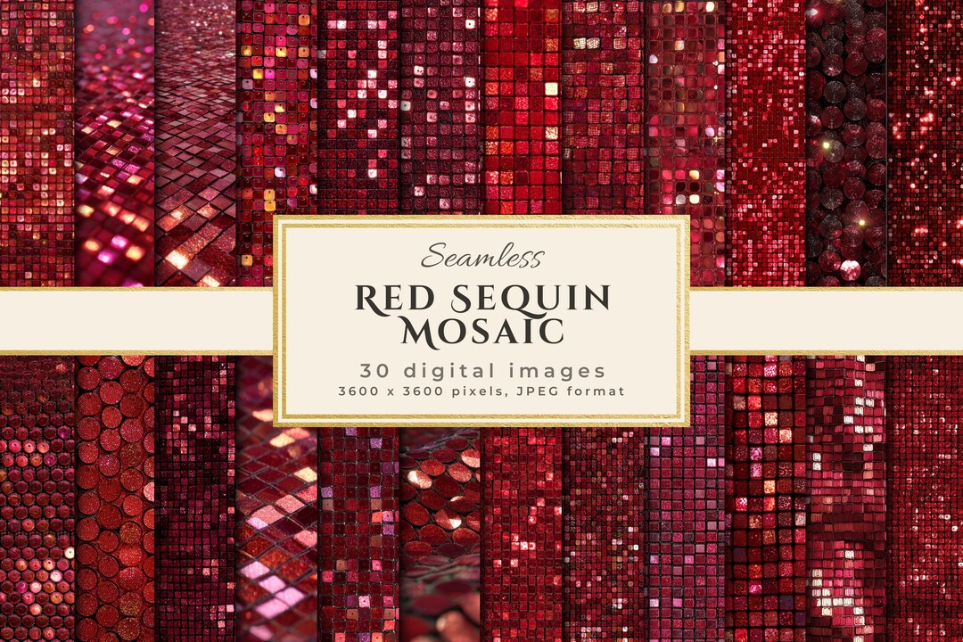 Sparkly Red Sequin Mosaic Digital Paper, Glitter Patterns, Seamless ...