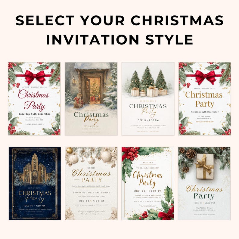 Corporate Holiday Party Invitation, Editable Christmas Card, Custom ...